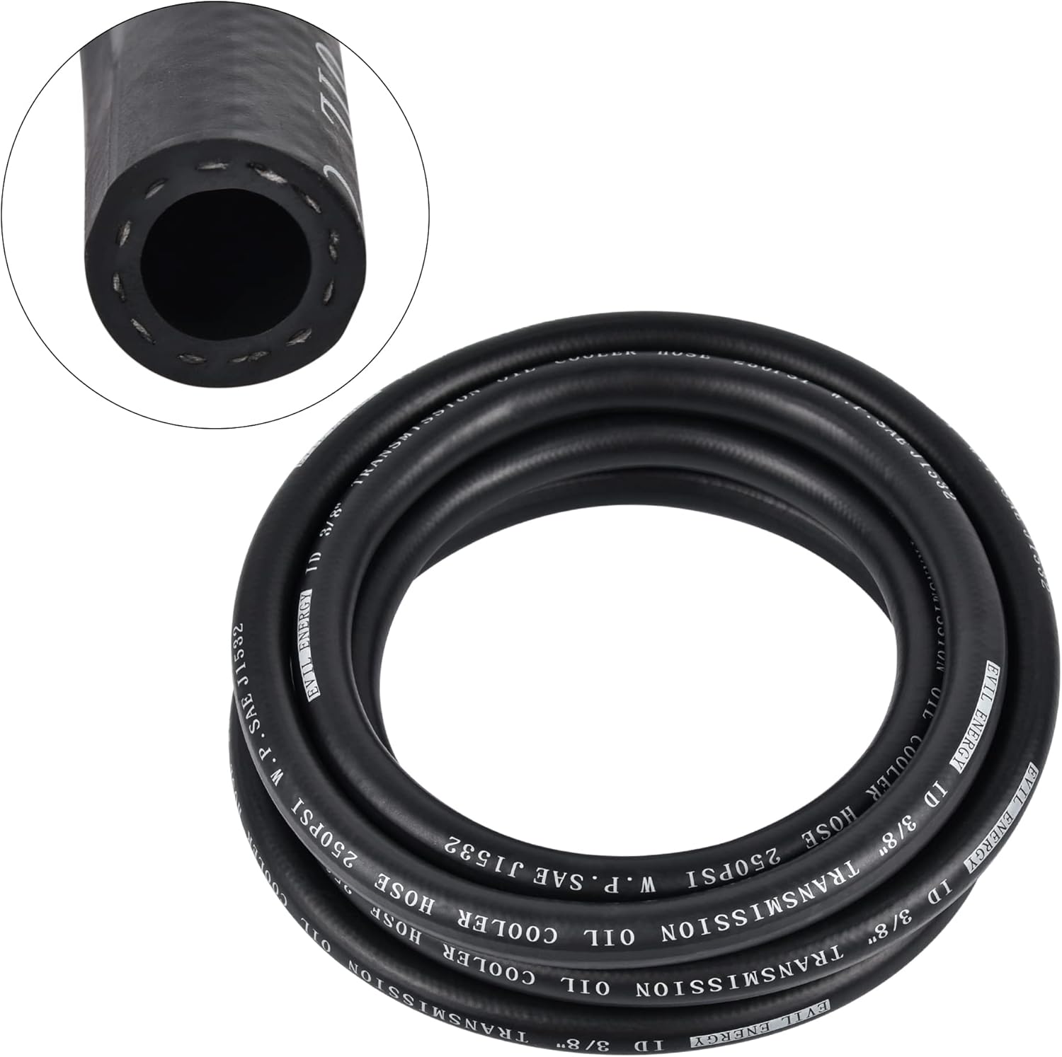 EVIL ENERGY 3/8" Transmission Oil Cooler Hose 5FT 250PSI SAE J1532 ...