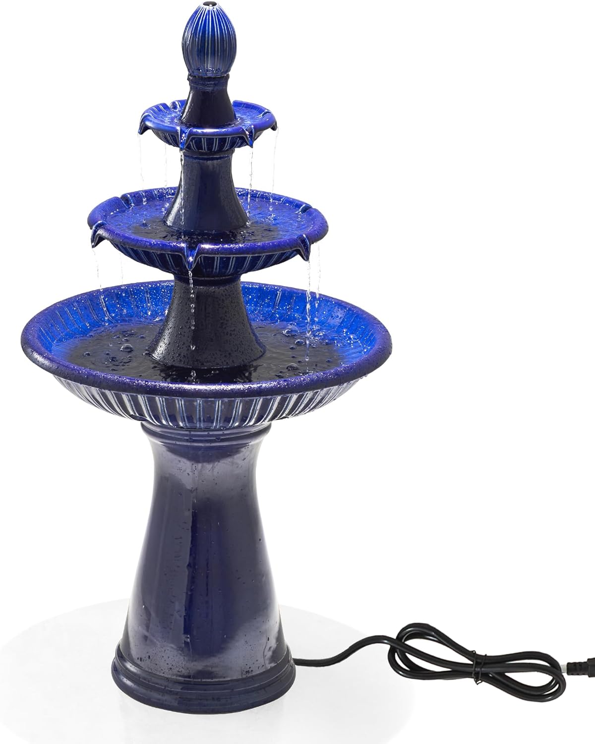 Amazon.com: Glitzhome Three Tier Outdoor Floor Standing Fountain with ...