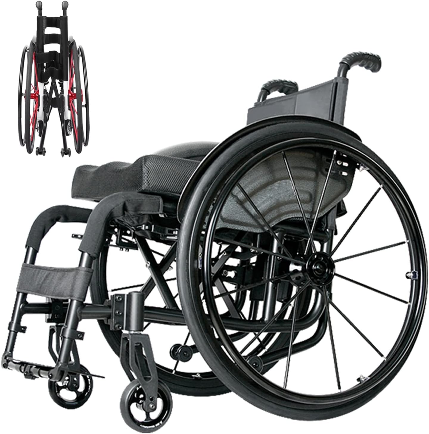 Amazon.com: FQMYLTYN Folding Sports Wheelchair, Lightweight, Aluminum ...