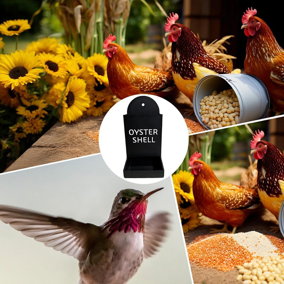 Chick Feeder Yoyumtz Chicken Oyster Shell And Grit Feeder, Newly ...