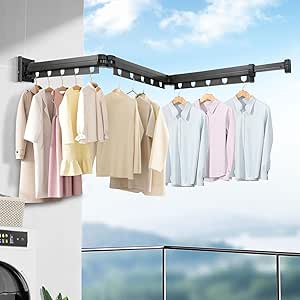 Amazon.com: METSHOW Retractable Clothes Drying Rack Wall Mounted ...