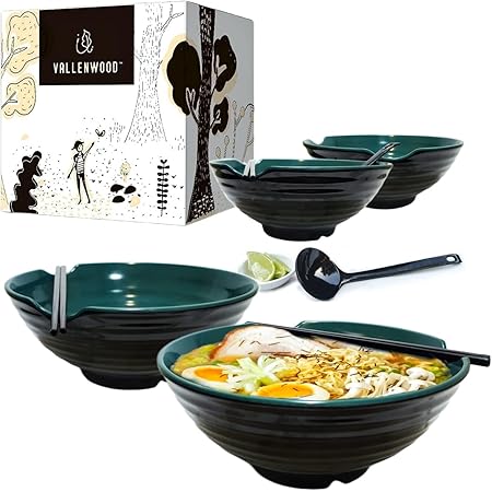 Amazon.com: 4 XL Ramen bowl set, 12 Pieces Pho Bowls Set, Asian ...