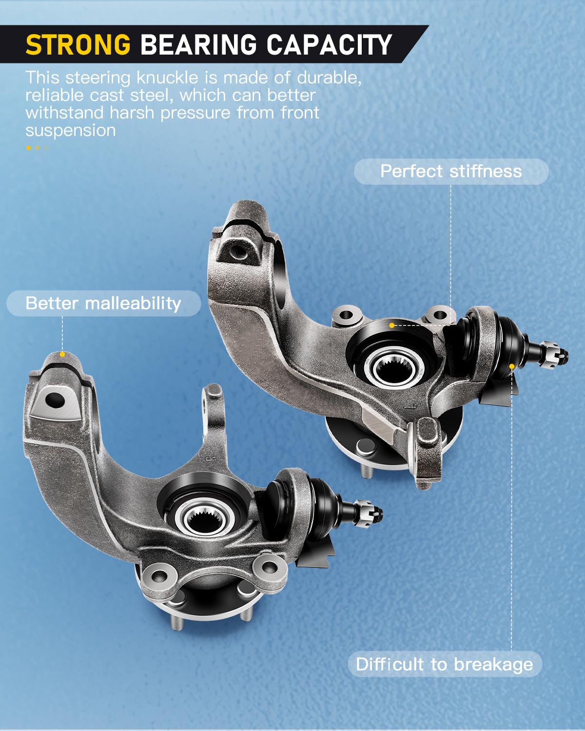 OCPTY Wheel Hub Bearing Steering Knuckle Assembly Pair Front Driver and ...