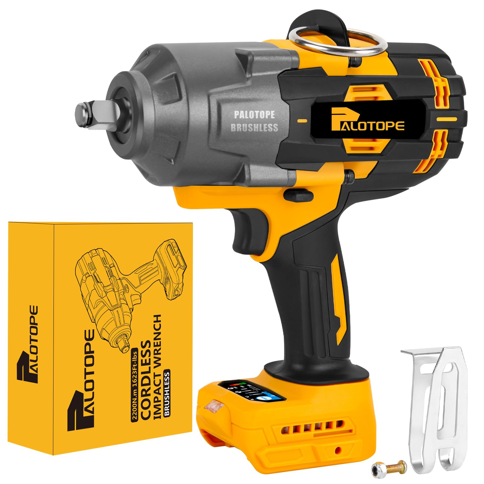 Palotope 2200Nm Cordless Impact Gun Compatible with Dewalt Battery, 1/2 ...