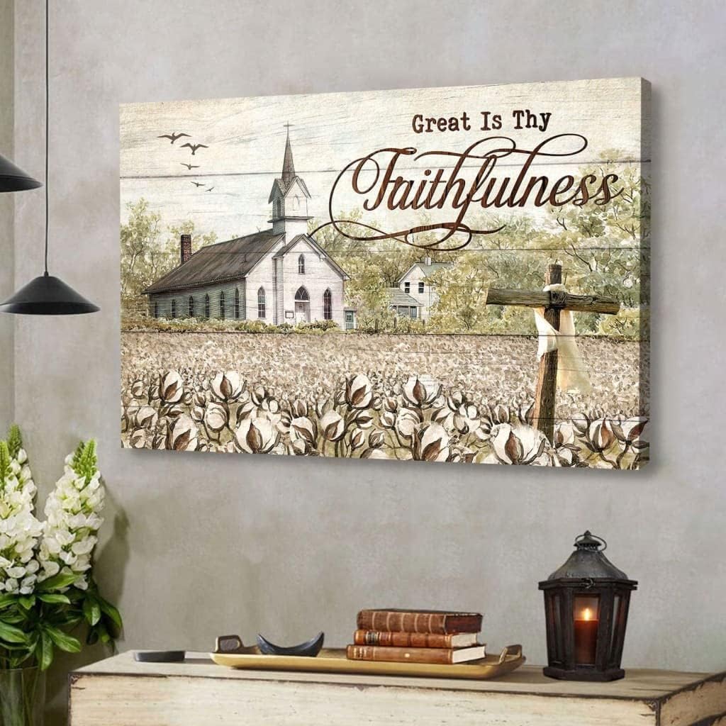 Amazon.com: Great is Thy Faithfulness Print - Jesus Religious Sign ...