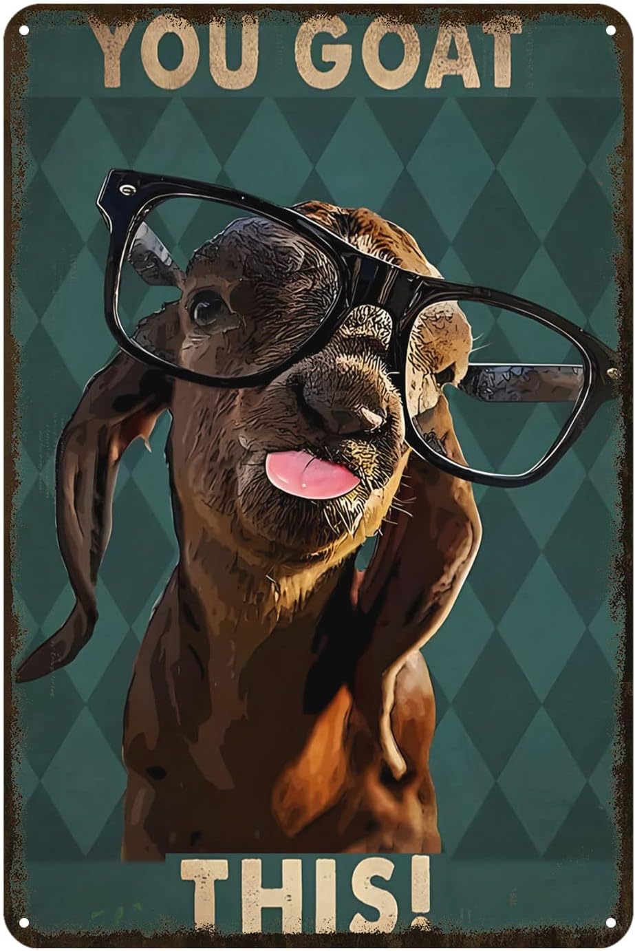 Amazon.com: Gnelde Retro Tin Sign Cute Goat Metal Sign Home Kitchen Bar ...