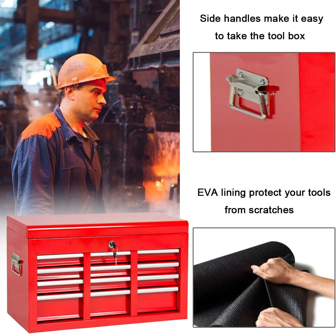 Buy 8-Drawer Tool Chest with Wheels, High Capacity Tool Storage Cabinet ...