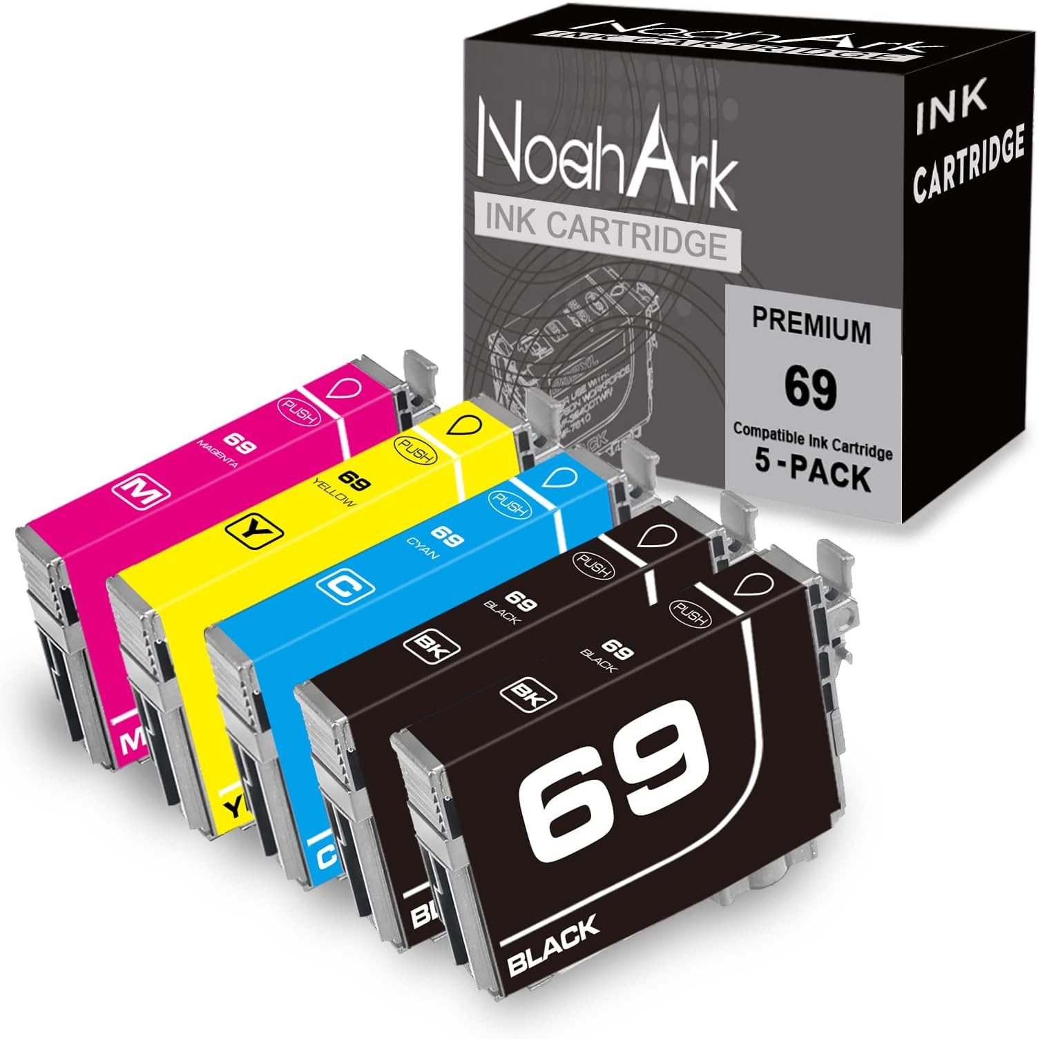 Noahark 5 Packs T069 Remanufactured Ink Cartridge