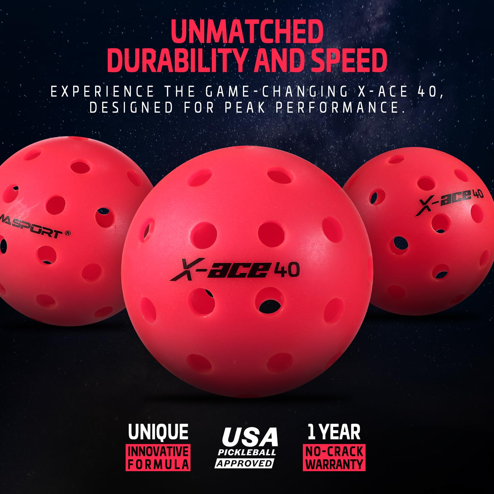 Snapklik.com : AMA SPORT X-ACE Pickleballs - 40 Hole Outdoor Pickleball ...