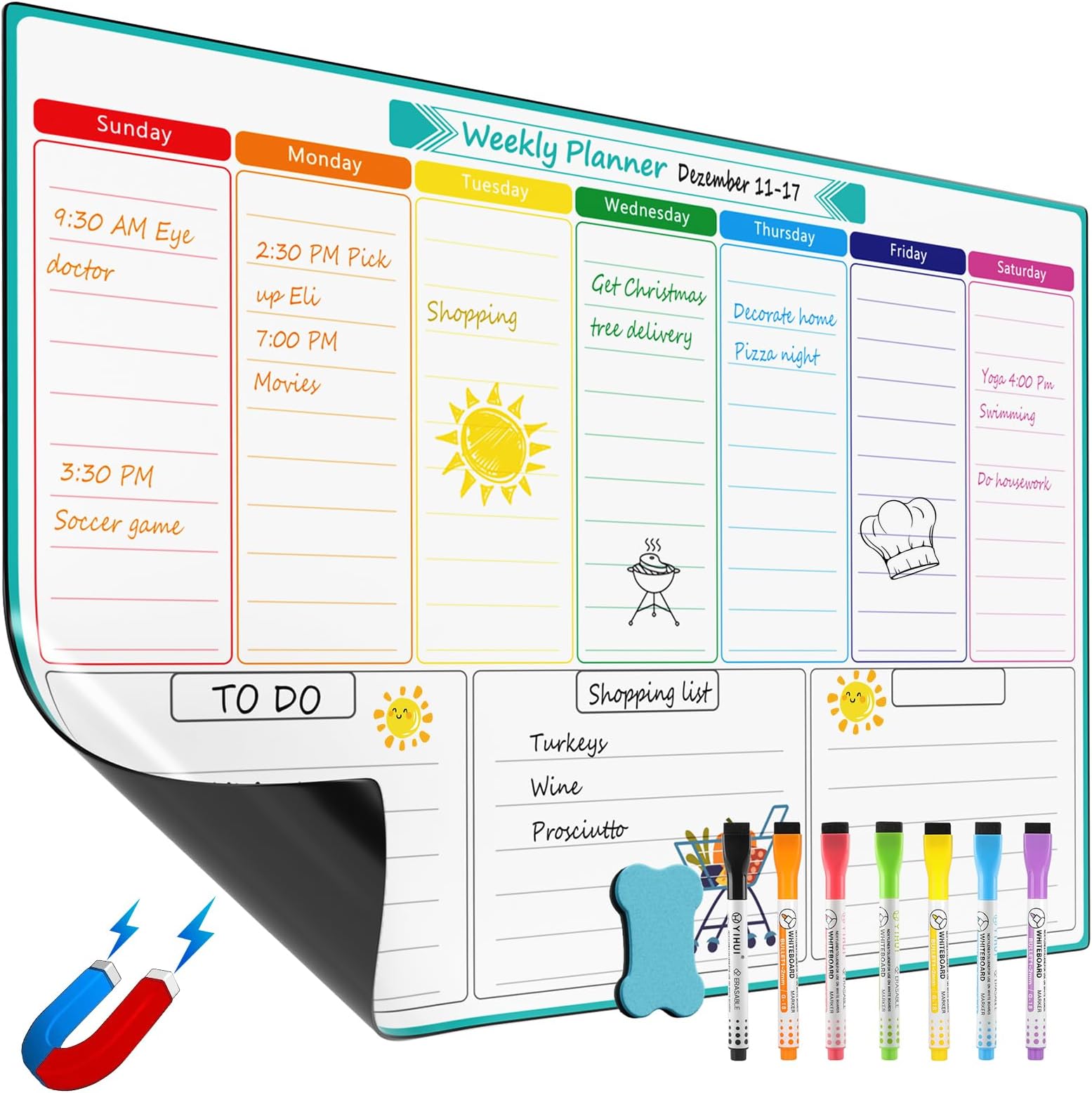 Amazon.com : 17x12-Inch Magnetic Weekly Planner for Fridge - cinch ...