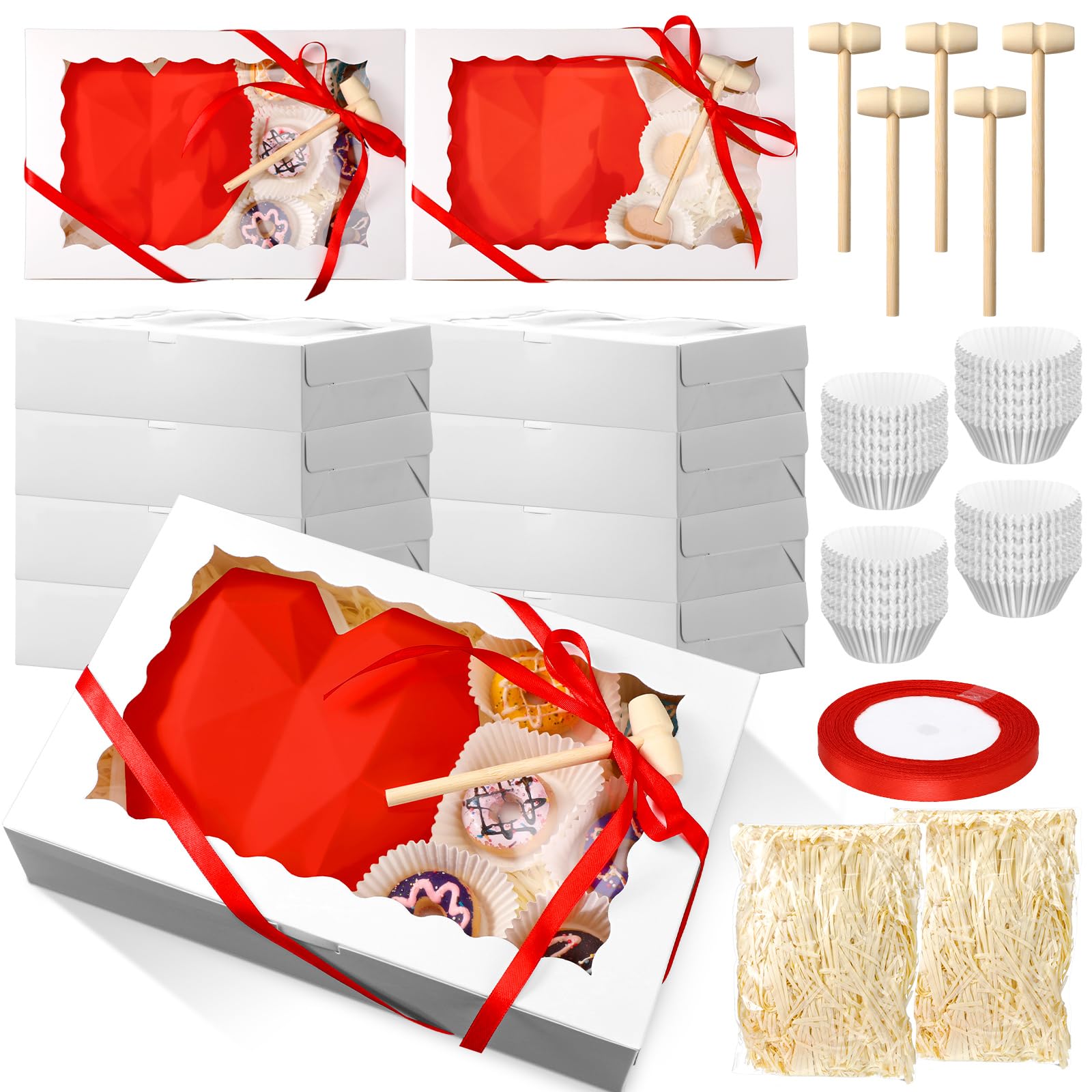 Amazon.com: 20 Sets Valentines Strawberries Boxes with Window 12" x 8 ...