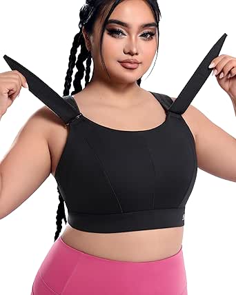 VFUS Adjustable High Impact Sports Bras Molded Cup Plus Size Bra for ...