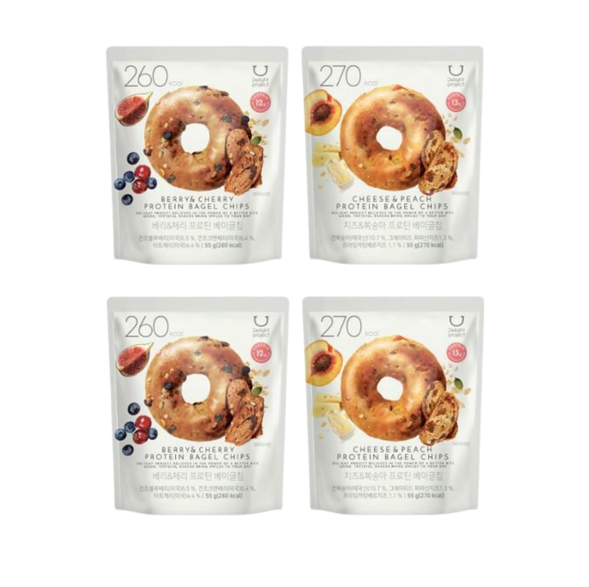 Amazon.co.jp: DELIGHT PROJECT デライトプロジェクト ベリー&チェリー、チーズ&桃 プロテインベーグルチップ 4袋 ...