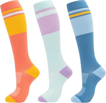 Amazon.com: fenglaoda Compression Socks for Women and Men Knee High, 3 ...