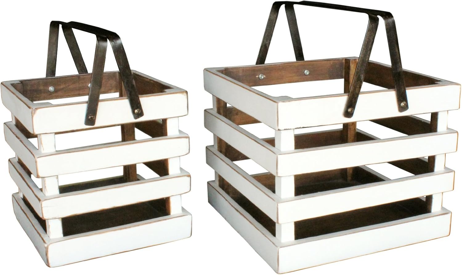 Antique Revival 2-Piece Wooden Square Caddy, White Finish : Amazon.co ...