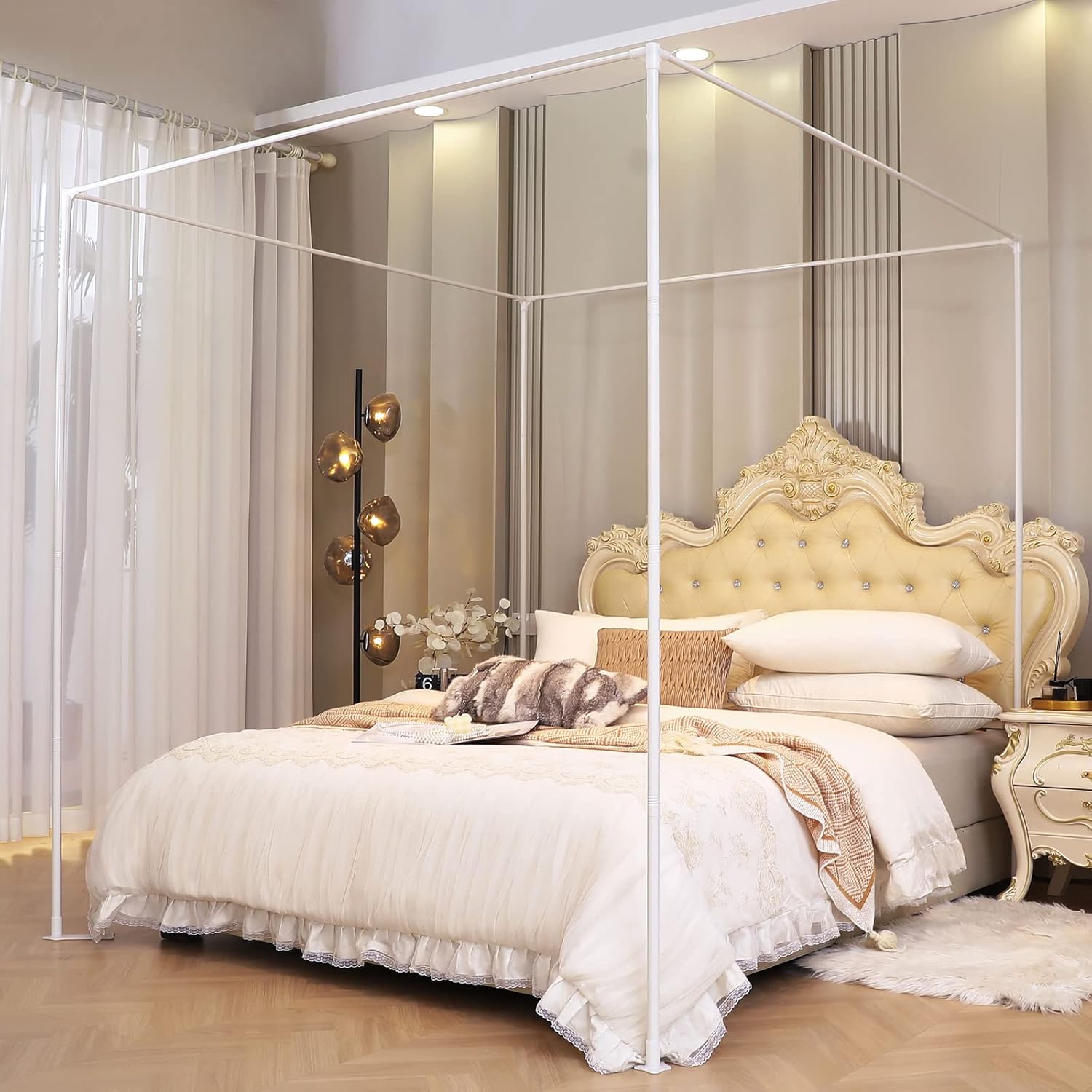 Amazon.com: AIKASY Outer Bed Support Canopy Bed Frame Post Queen Size ...