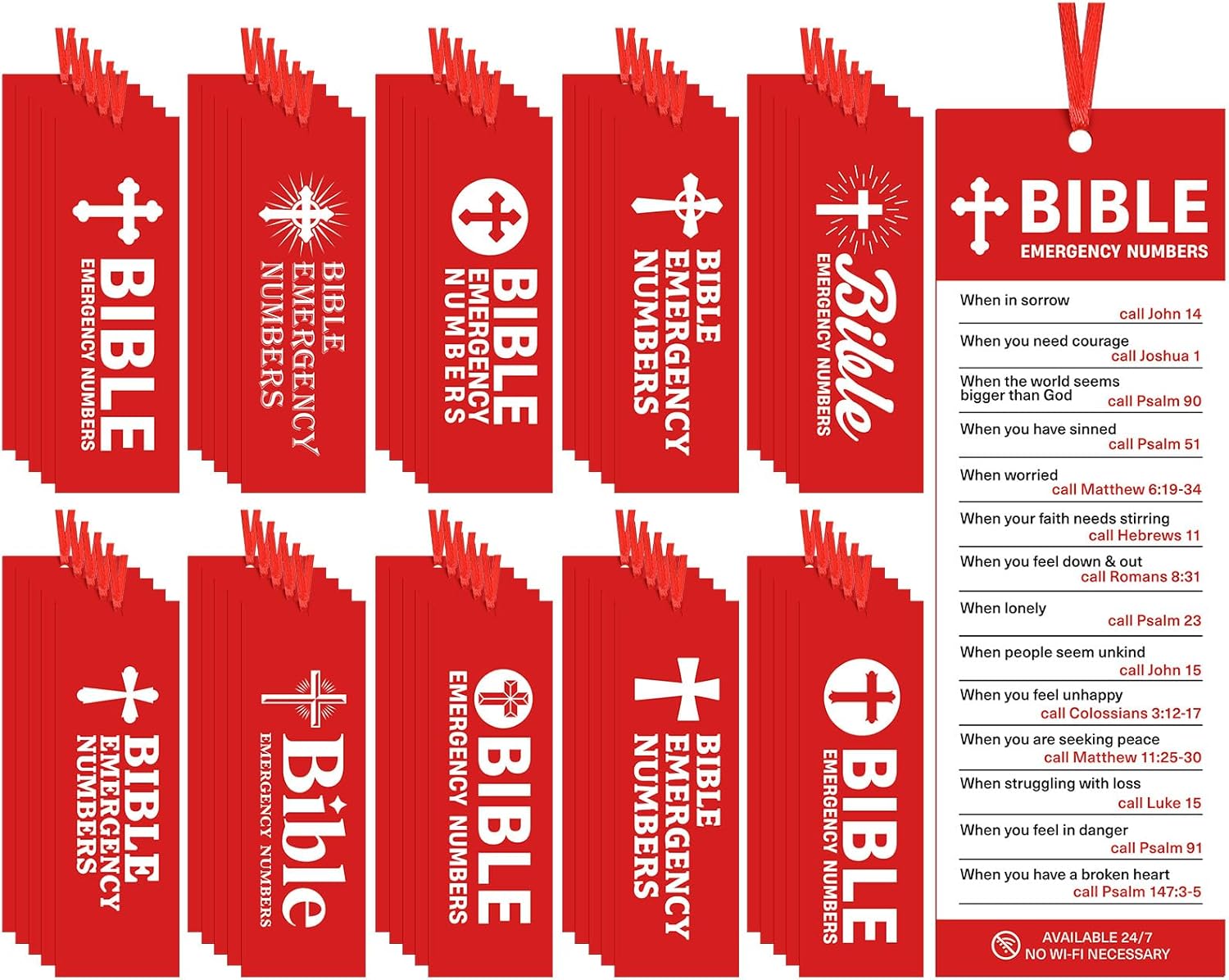 Amazon.com: Cholemy 60 Pcs God's Emergency Numbers Bookmark for Kids ...