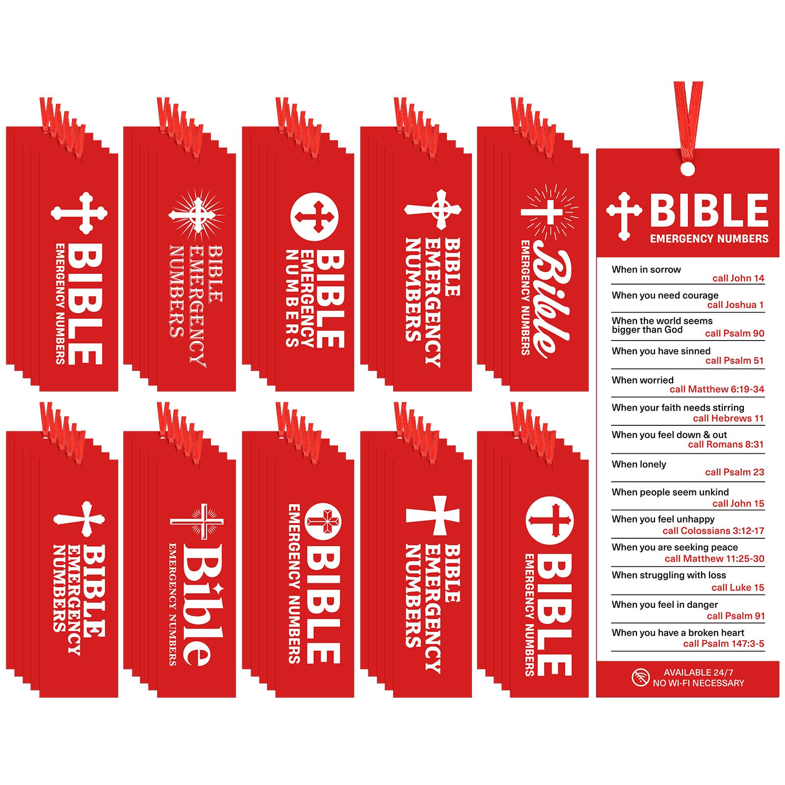 Amazon.com: Cholemy 200 Pcs God's Emergency Numbers Bookmark for Kids ...