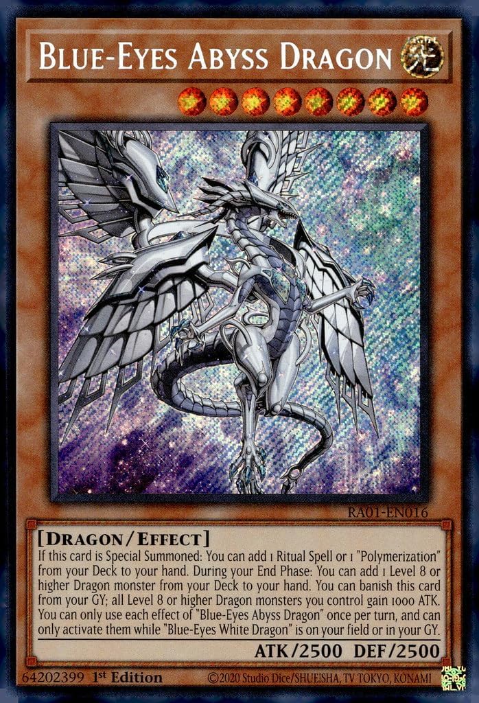 Amazon.com: Blue-Eyes Abyss Dragon (Secret Rare) - RA01-EN016 - Secret ...
