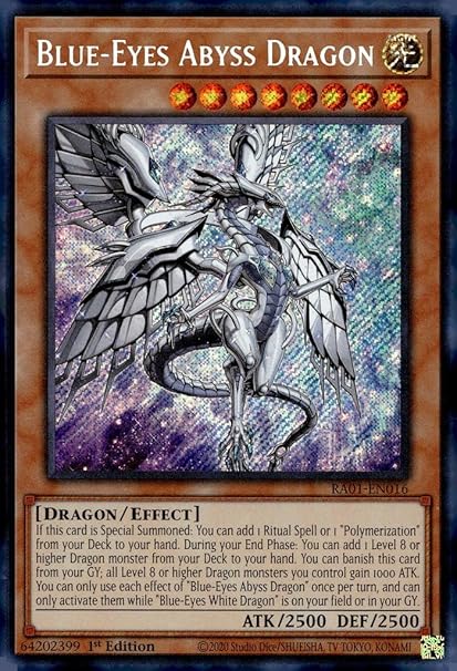 Amazon.com: Blue-Eyes Abyss Dragon (Secret Rare) - RA01-EN016 - Secret ...