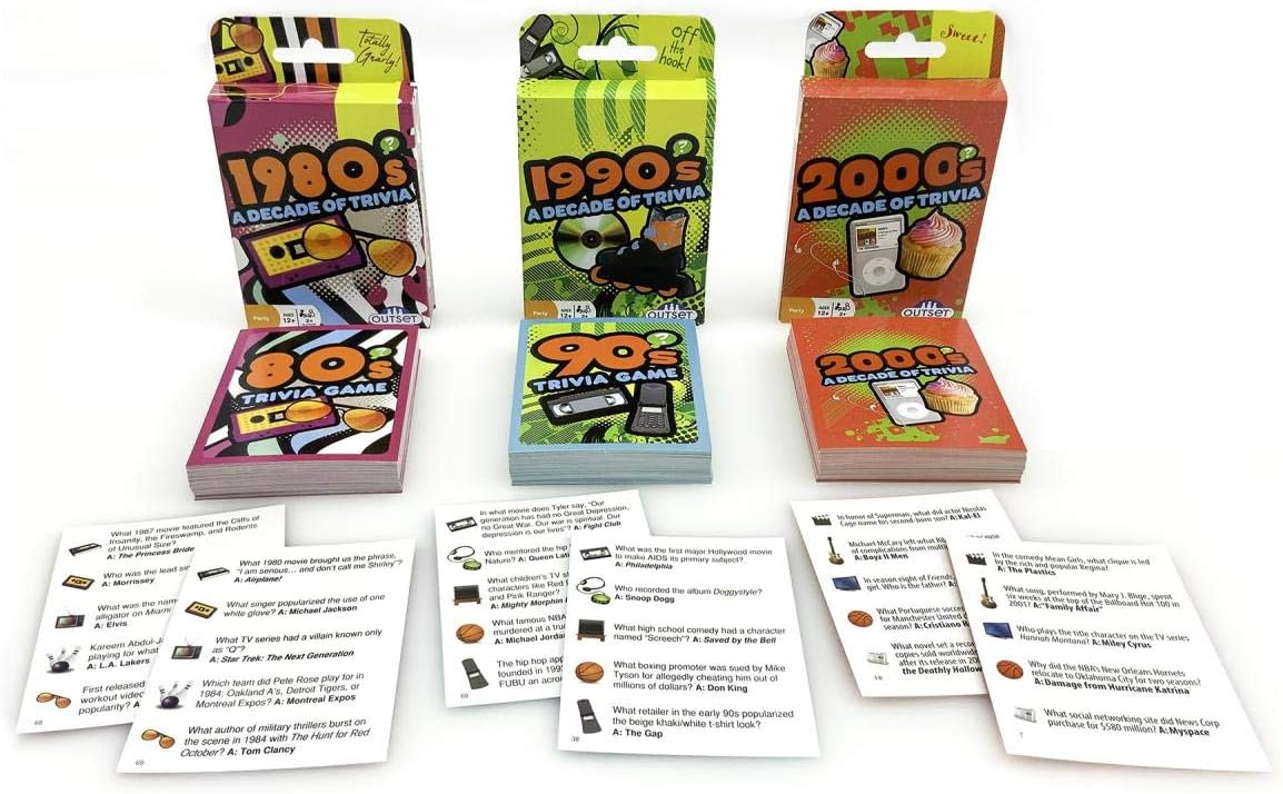 A Decade of Trivia 1980 1990 y 2000 Juego de 3 cartas surtidas para ...