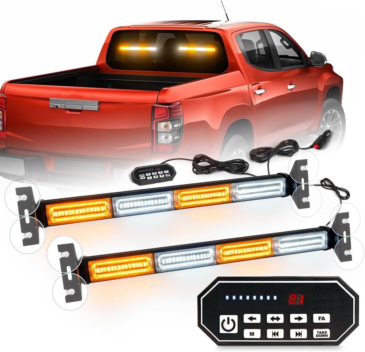 Amazon.com: LRTER 2x17.7 Traffic Advisor Light Bar w/Digital Display ...