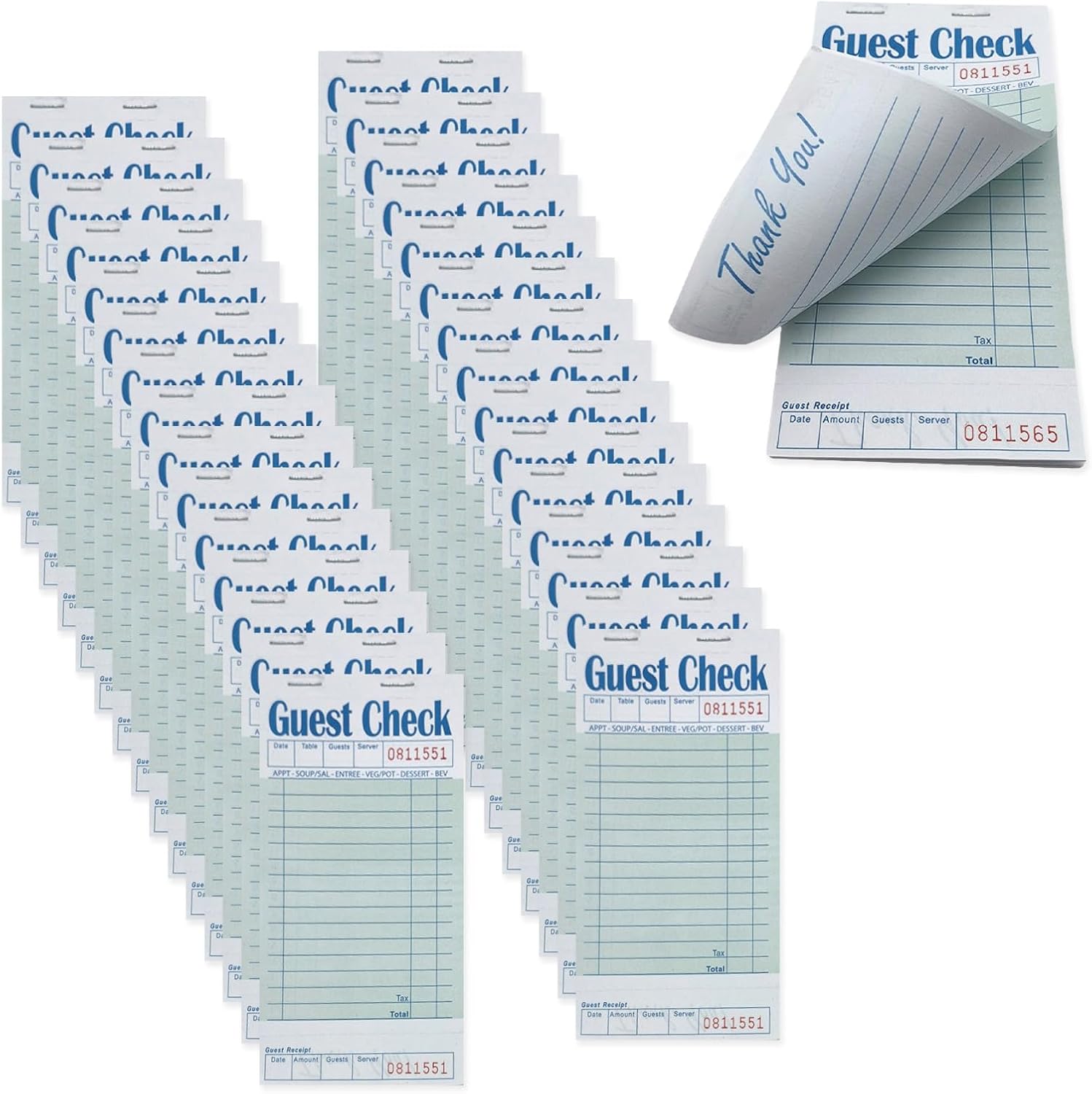 Amazon.com: 30 Pack Guest Checks for Servers, Server Note Pads, Server ...