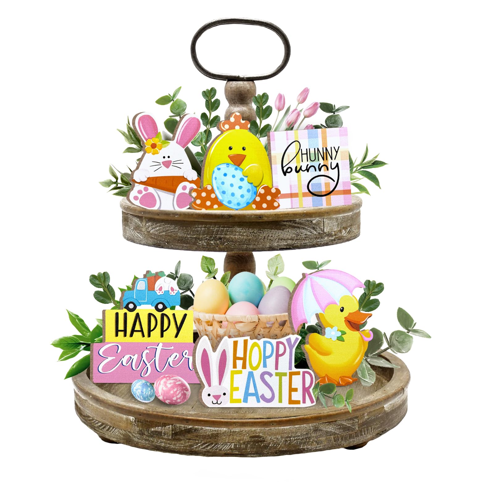Amazon.com: Guoofu Easter Tiered Tray Decor, Bunny Farm Tray ...