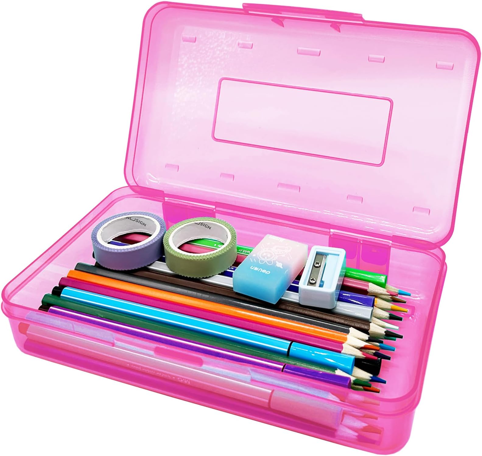Amazon.com: Sterilite Pink Transparent Pencil Case Box : Office Products