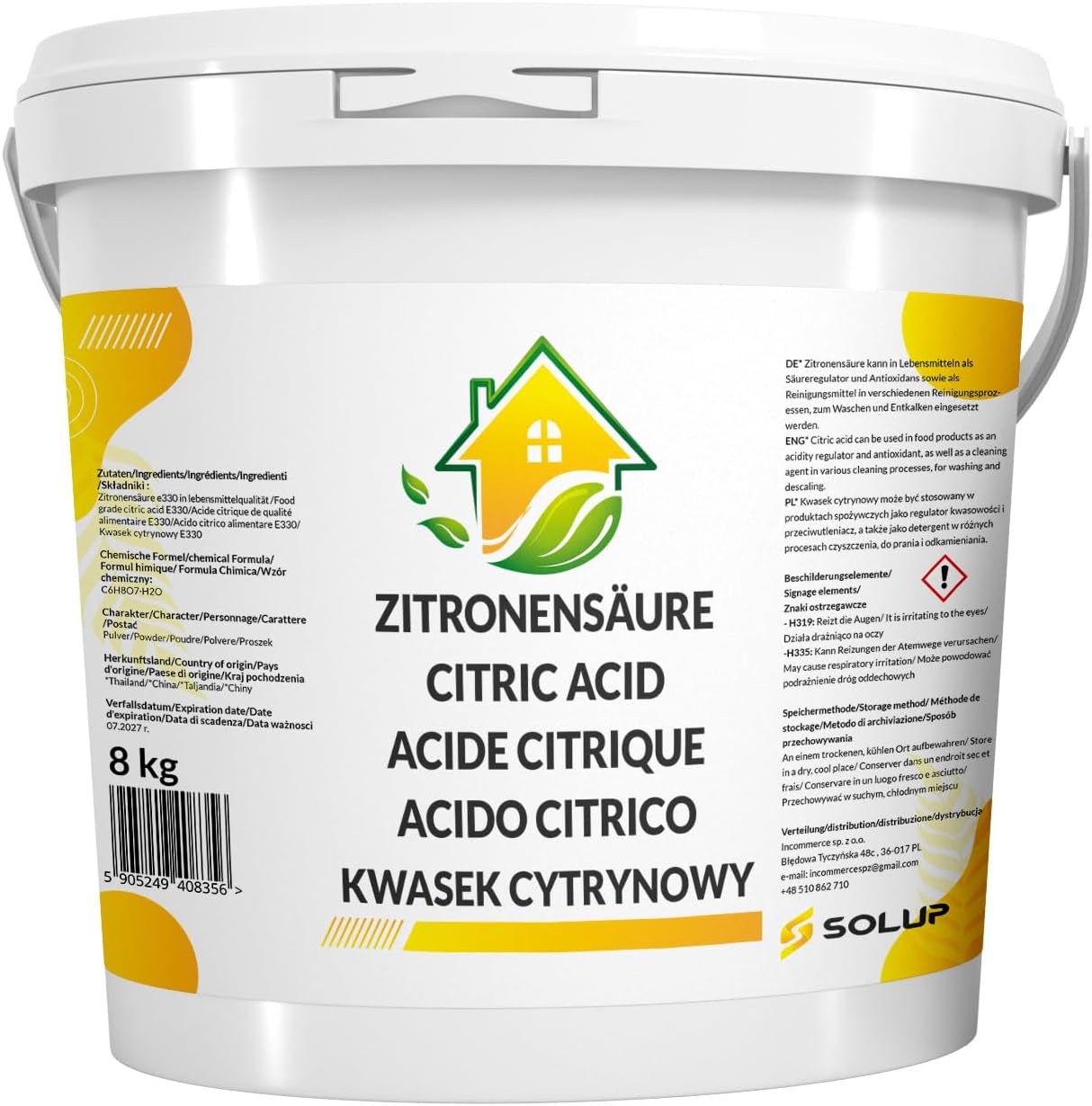 SOLUP 8kg Pure Citric Acid Powder Food Grade Natural Descaler Powder ...