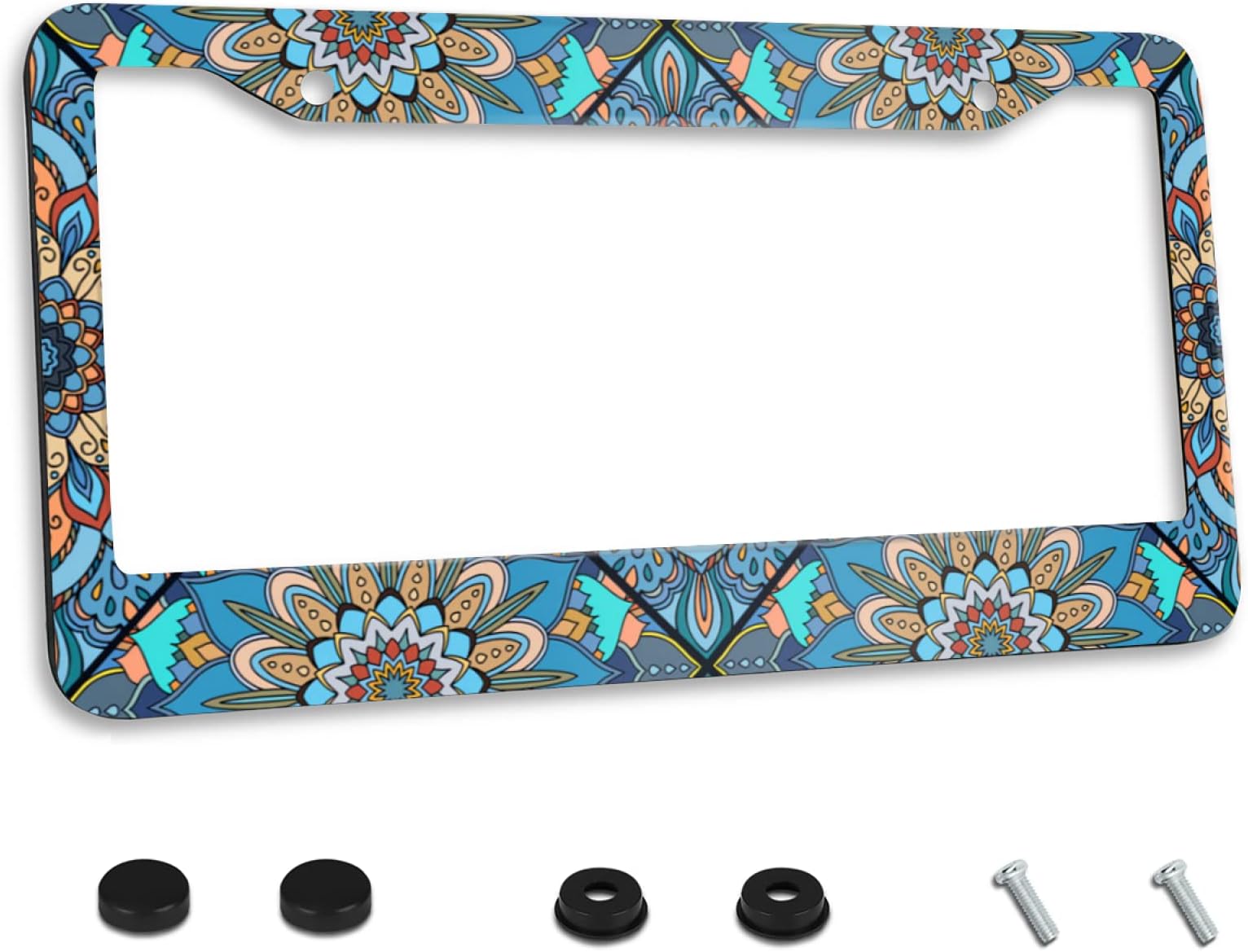 Amazon.com: Colorful Hibiscus Flowers License Plate Frame Beautiful ...