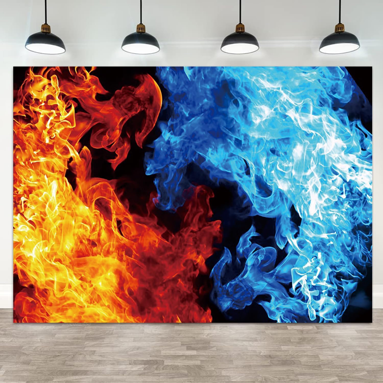 Amazon.com : ASDCXZ 7x5ft Ice and Fire Backdrop Blue Water Red Flame ...