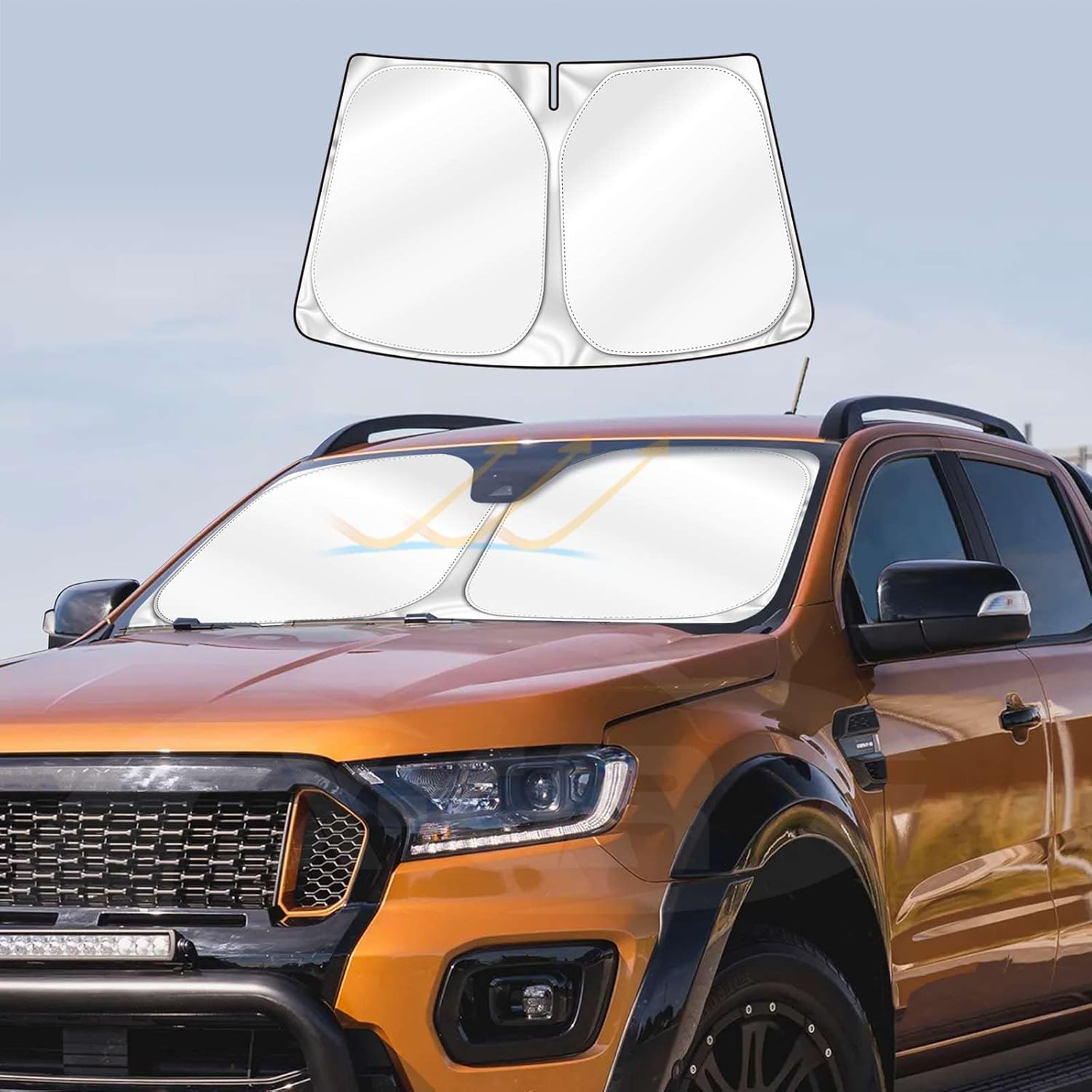 X-CAR Custom Fit Windshield Sun Shade for Ford Ranger 2011-2022 ...