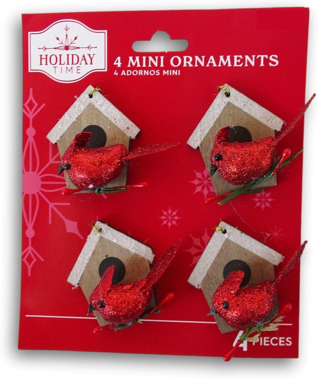 Amazon.com: Red Glitter Cardinal Birdhouses Mini Christmas Tree ...