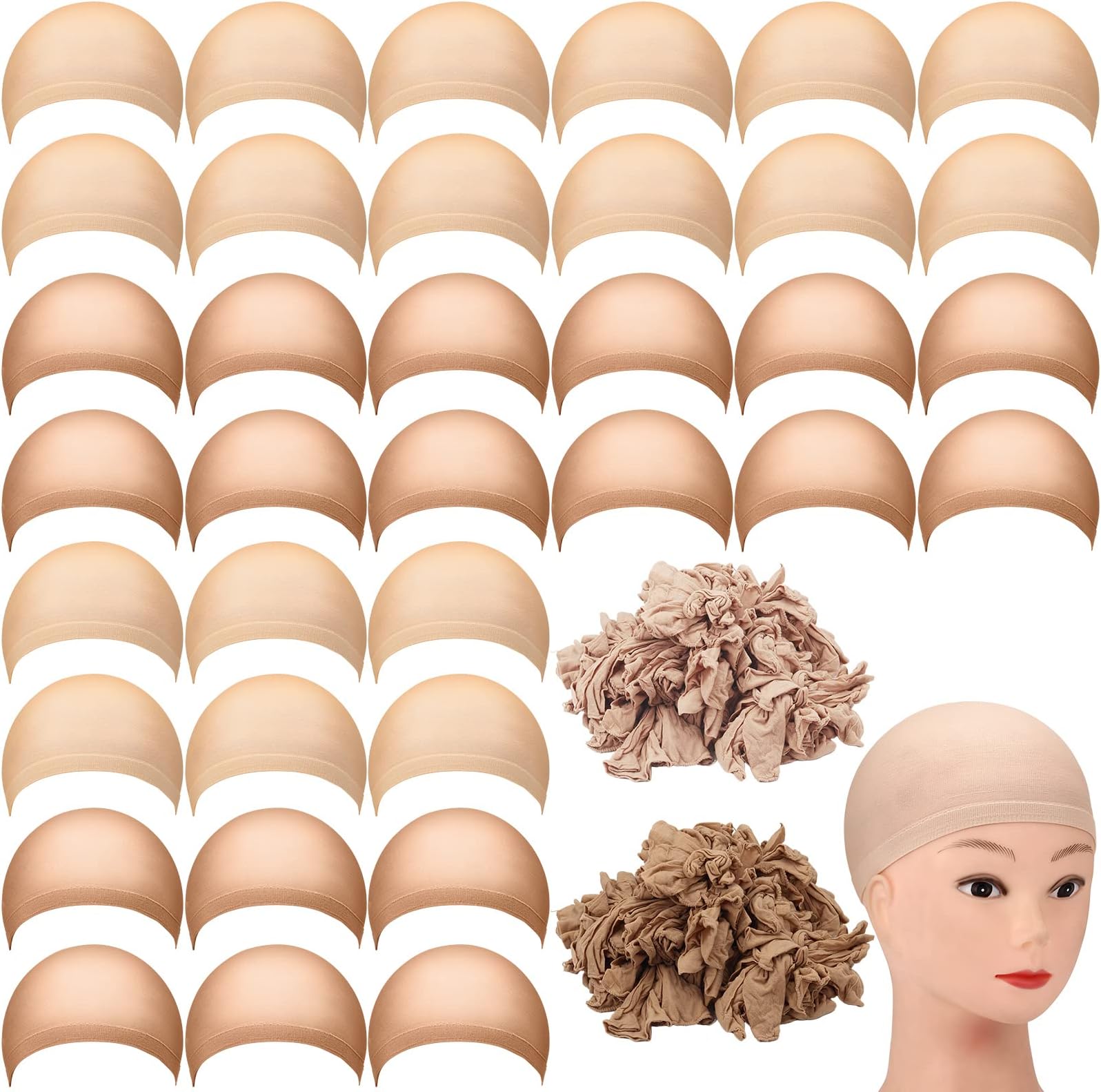 Amazon.com: Mepase 200 Pcs Wig Caps Nylon Stocking Caps Bulk Elastic ...