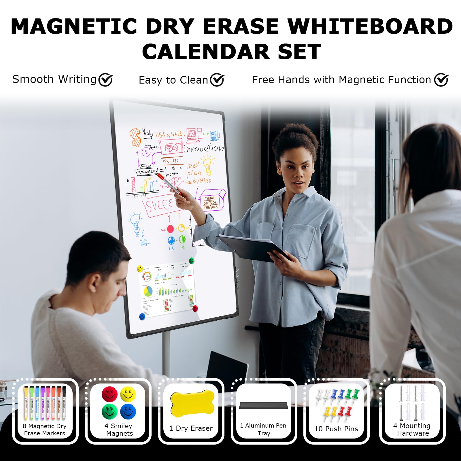 Snapklik.com : EAONE 24x18 In Double Side Whiteboard Calendar & Cork ...
