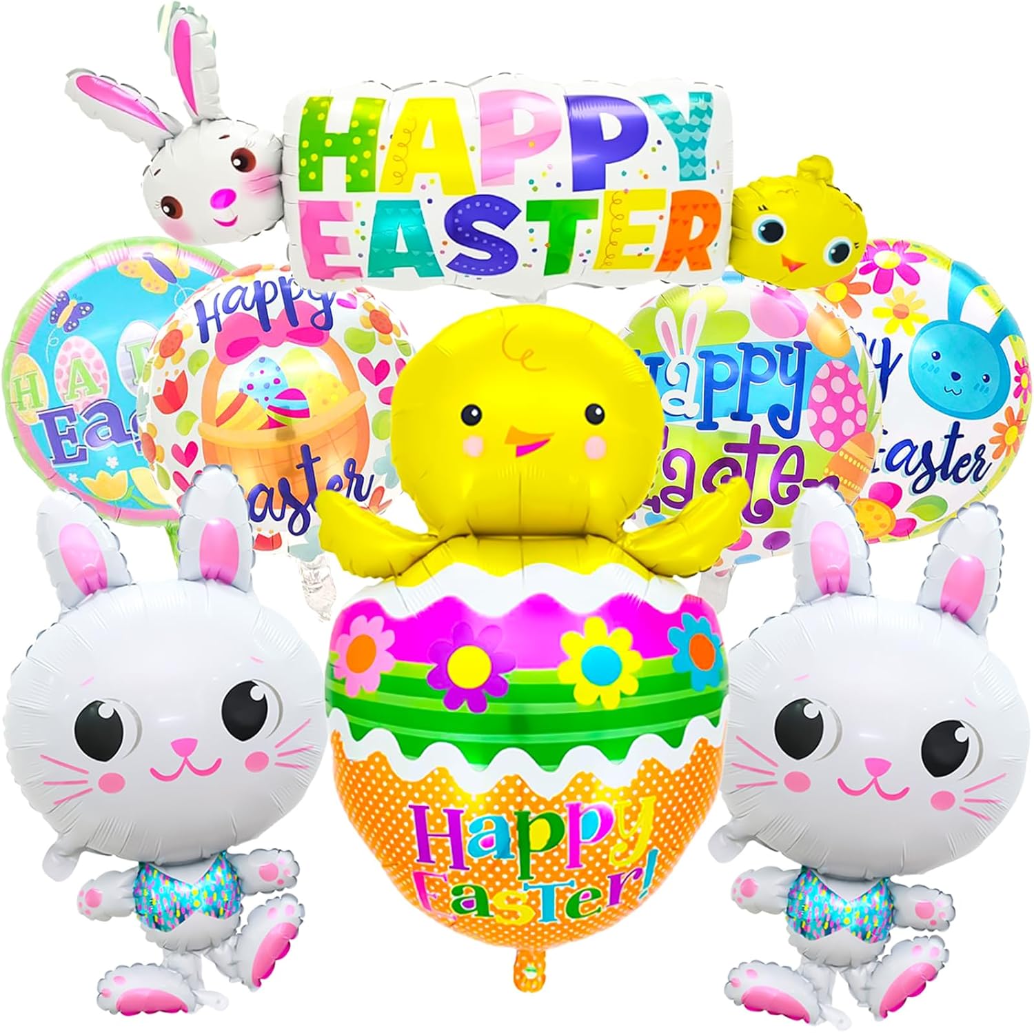 Amazon.com: Happy Easter Balloons Decoration, Large Bunny Balloons With ...
