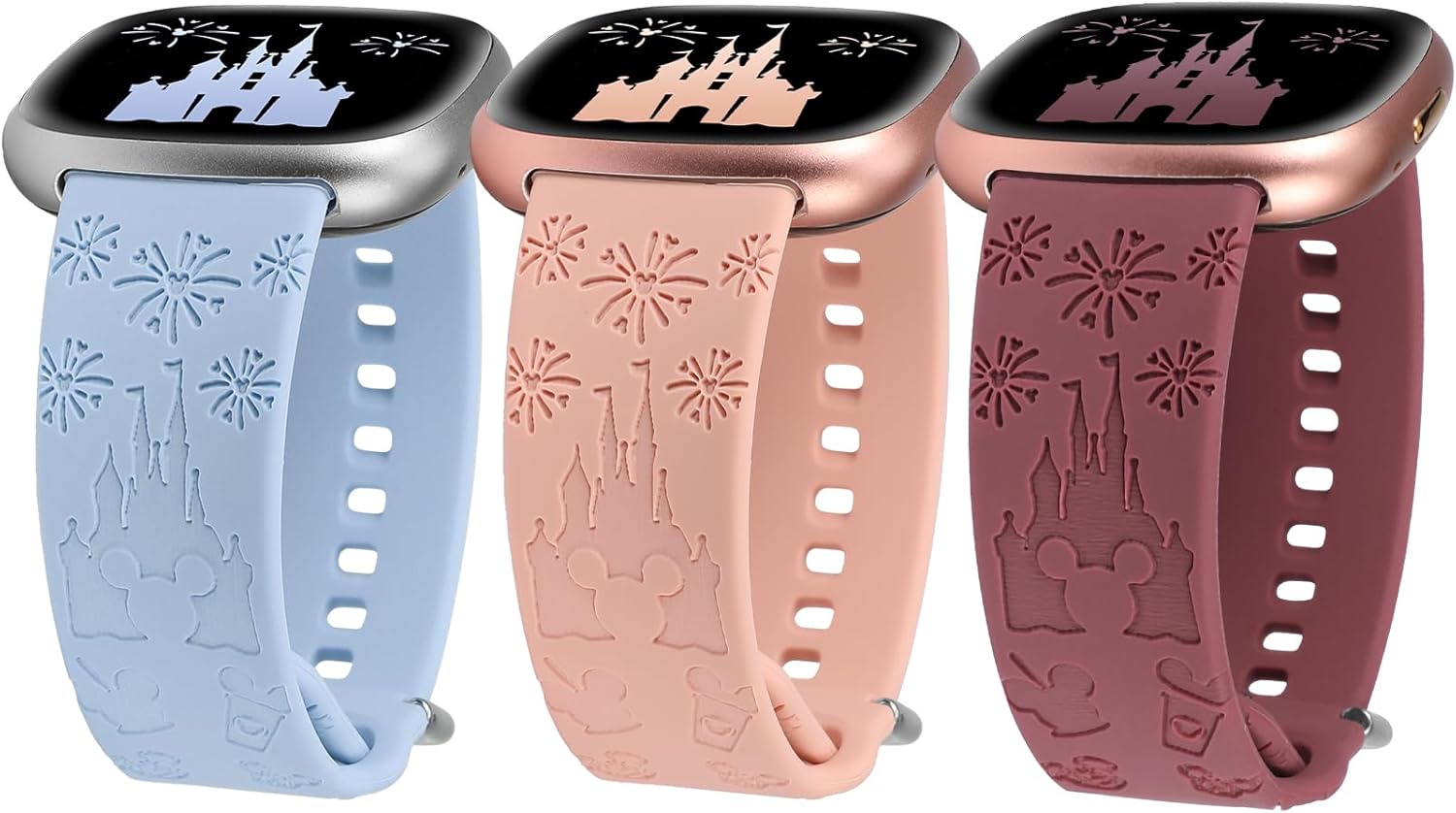 Amazon.com: Girovo 3 Pack Cartoon Engraved Band Compatible with Fitbit ...