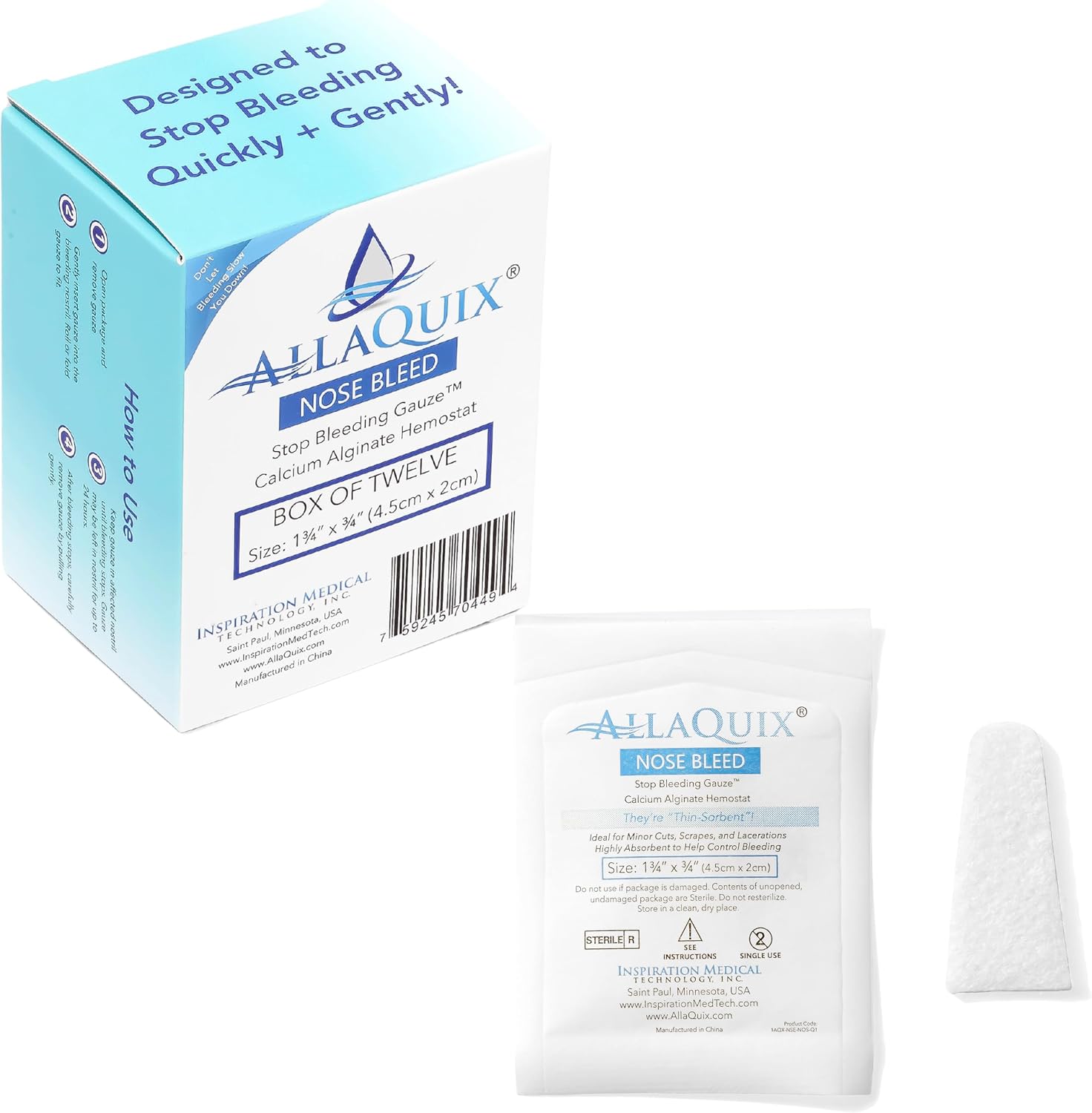 Amazon.com: AllaQuix Nose Bleed Stopper – Hemostatic Gauze Plugs Made ...