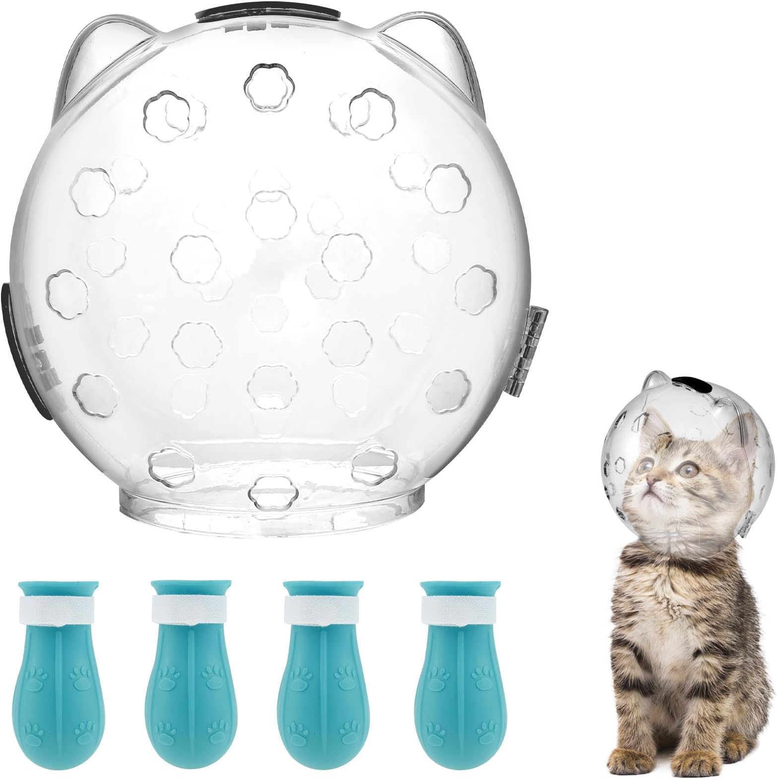 Abizarch Cat Muzzle for Grooming，Breathable Bathing Cat Anti Bite Ear ...