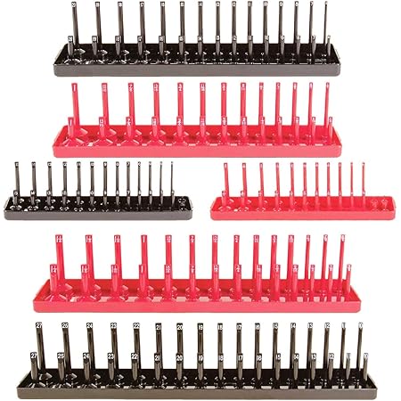 Amazon.com: 6PCS Socket Organizer Tray Set, Red SAE & Black Metric ...