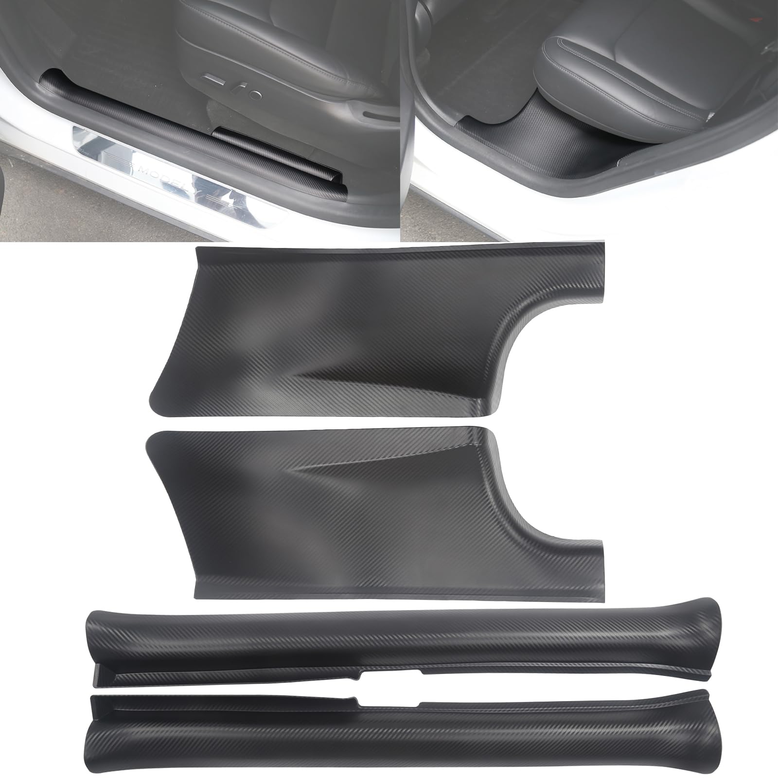 Door Sill Protector for Tesla Model Y 2024 2023 2022 2021 Carbon Fiber ...