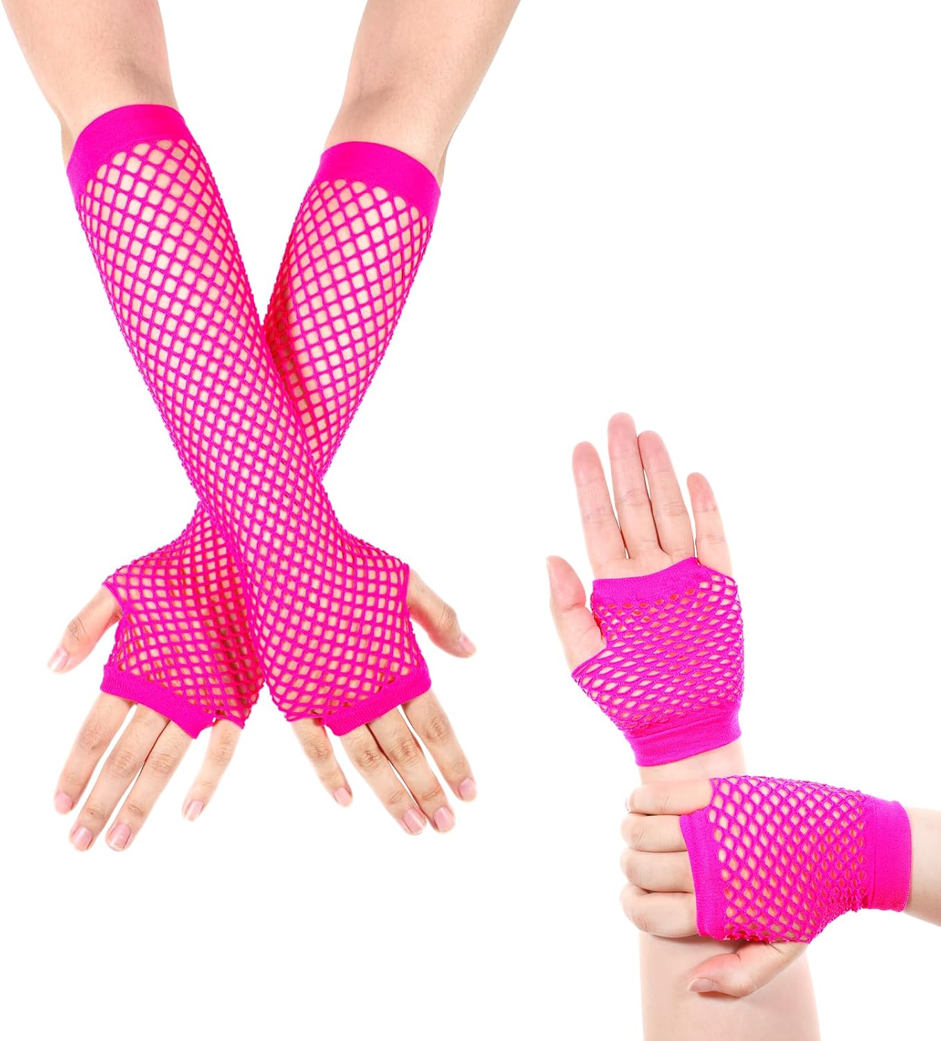 Amazon.com: Skrfren 2 Pairs Fishnet Gloves Fingerless for Women, Women ...