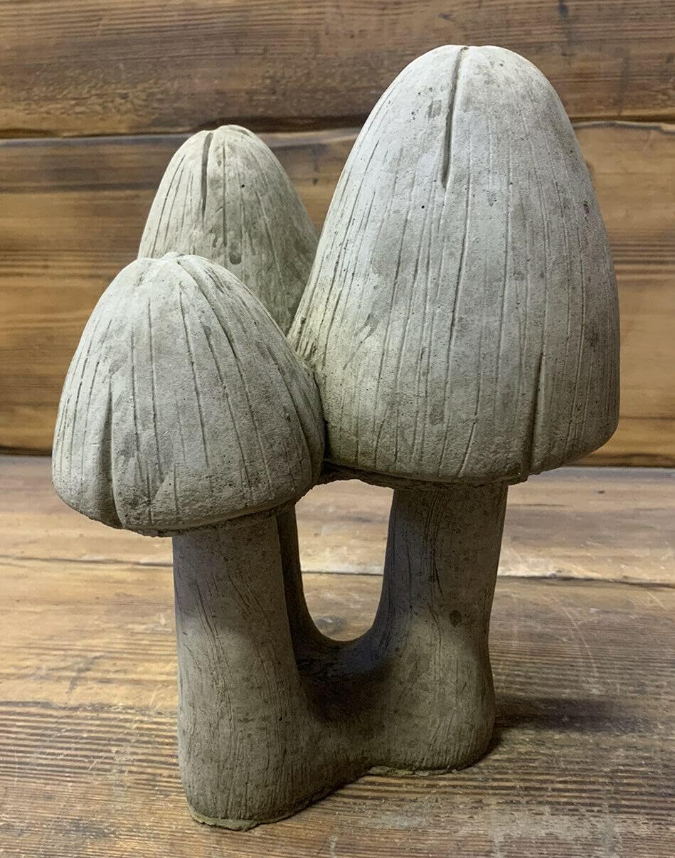STONE GARDEN TRADITIONAL 3 TOADSTOOL MUSHROOM 2 PIECE CONCRETE ORNAMENT ...