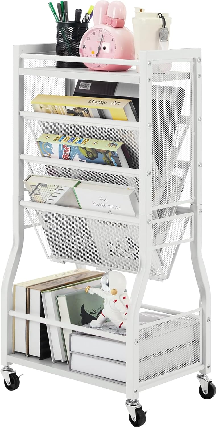 Amazon.com: 8 Tier Rolling File Cart, Desk Organizer Mesh Rolling Cart ...