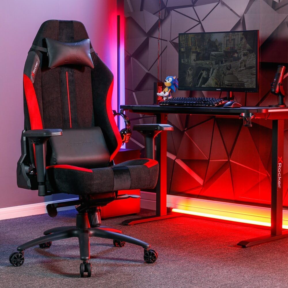 X-Rocker Onyx Gaming Chair, Ergonomic Fabric PC Gamer Chair, Adjustable ...