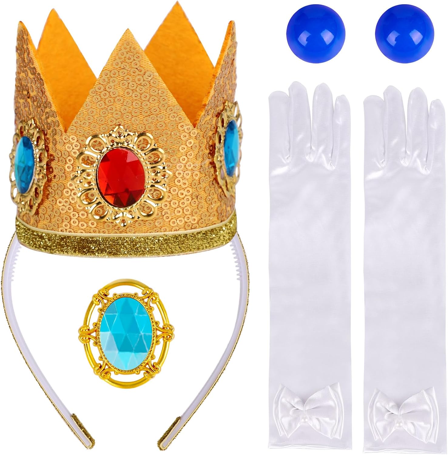 Amazon.com: Princess Crown Accessories Kit, Halloween Cosplay Dress Up Set for Birthday Party ...