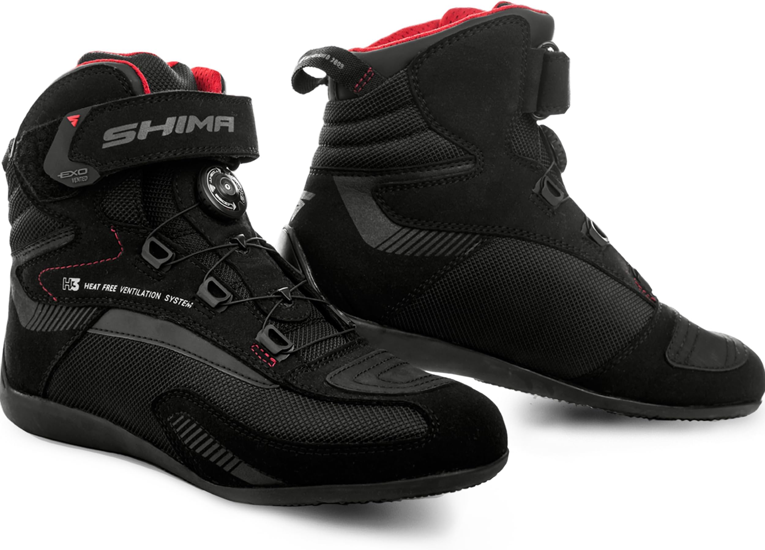 SHIMA Exo Motorbike Boots for Men Ventilated Leather Shoes Atop Closure ...