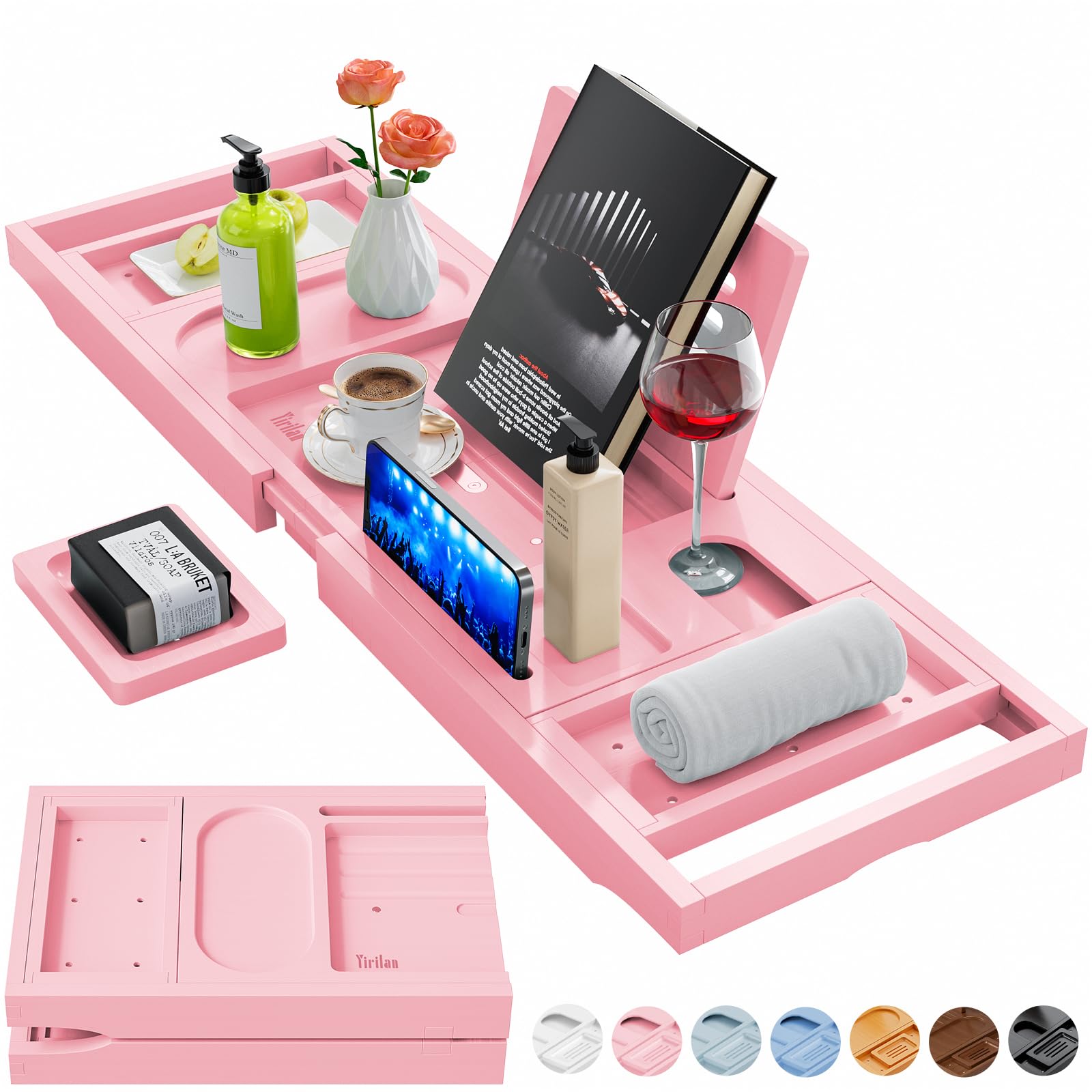 Amazon.com: Yirilan Premium Bathtub Tray Caddy - Expandable Bath Tray ...