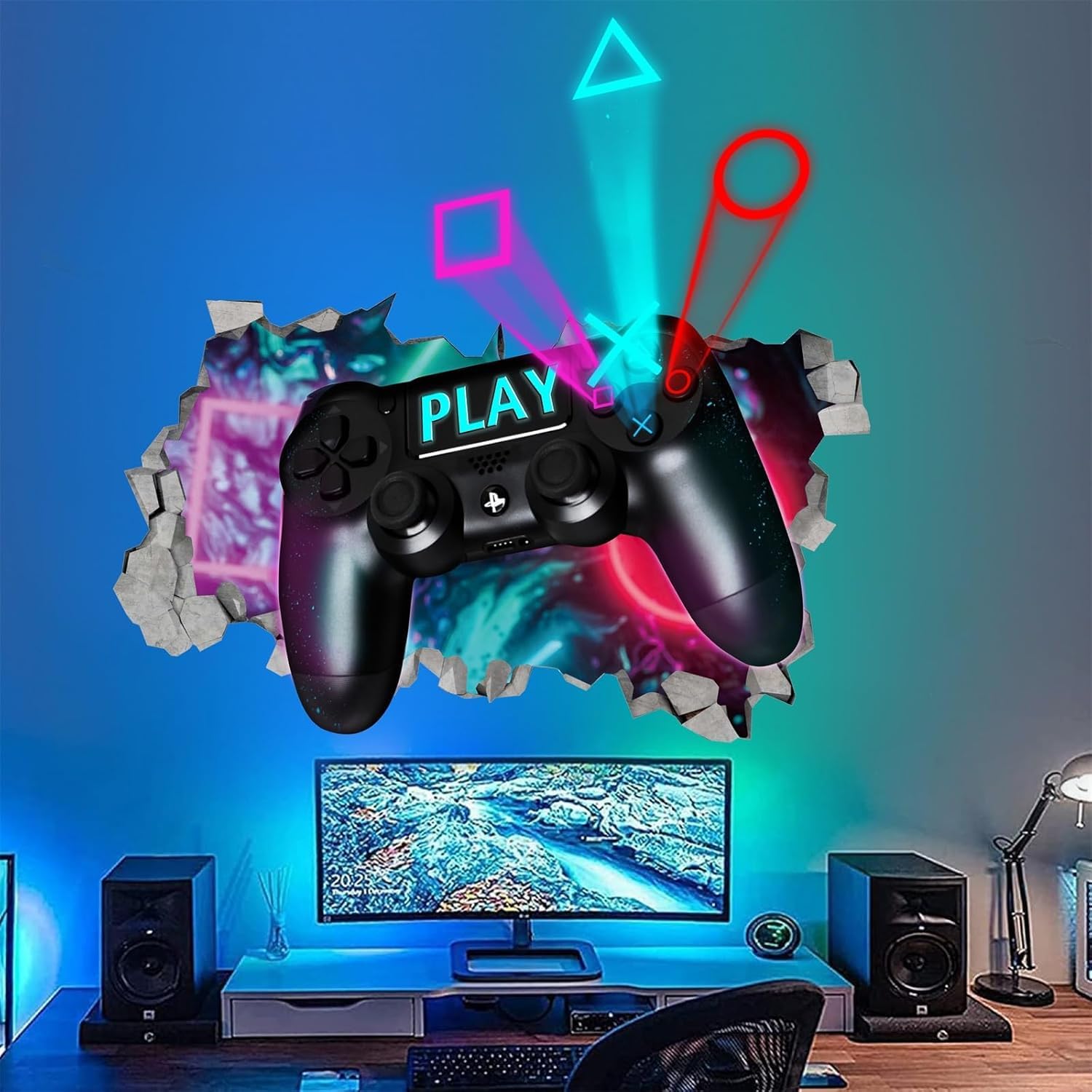 Game Wall Stickers Gaming Wall Decals for Boys Bedroom Gaming Room Wall ...